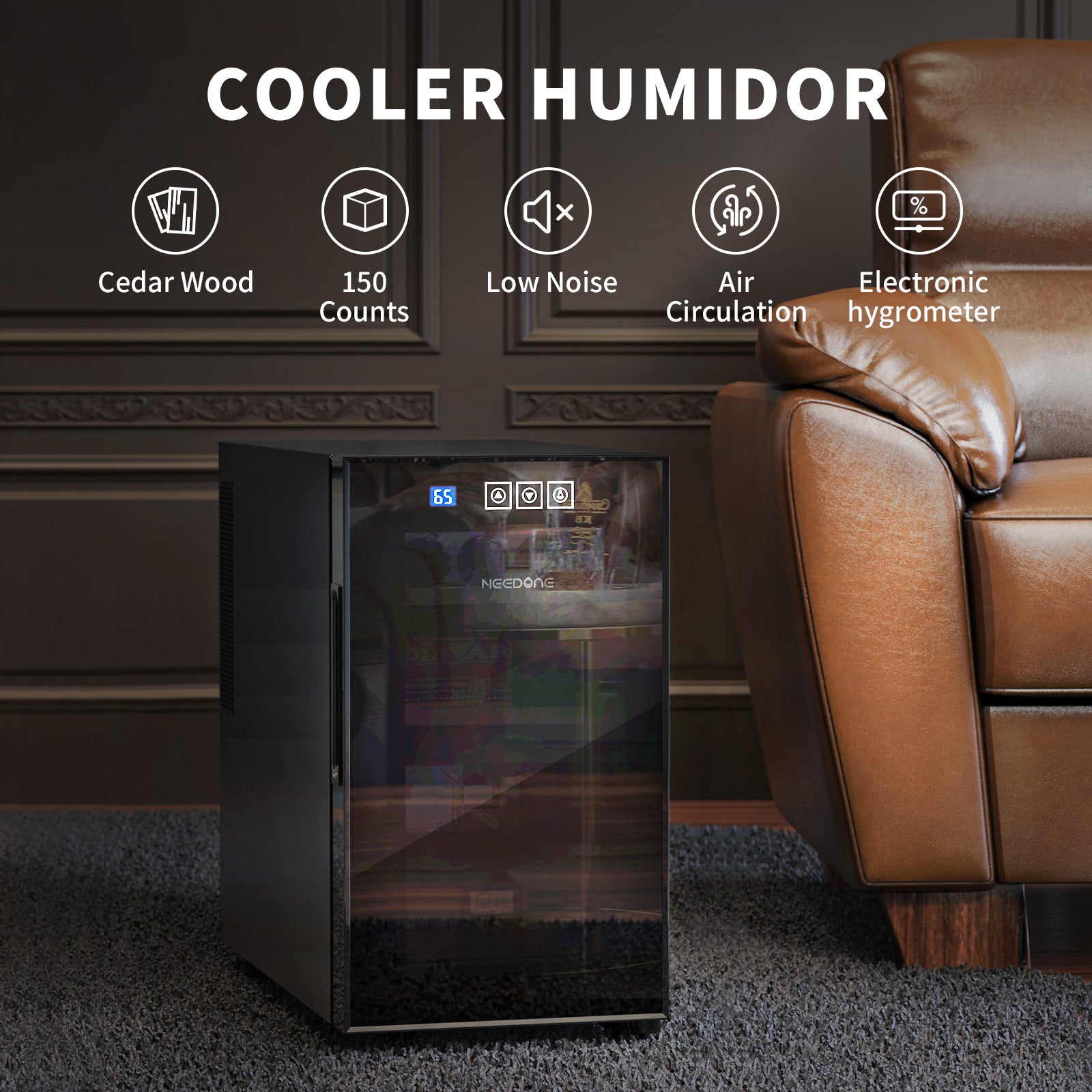 Cigar Humidor, 23L Cooling Electronic Cabinet - NEEDONE