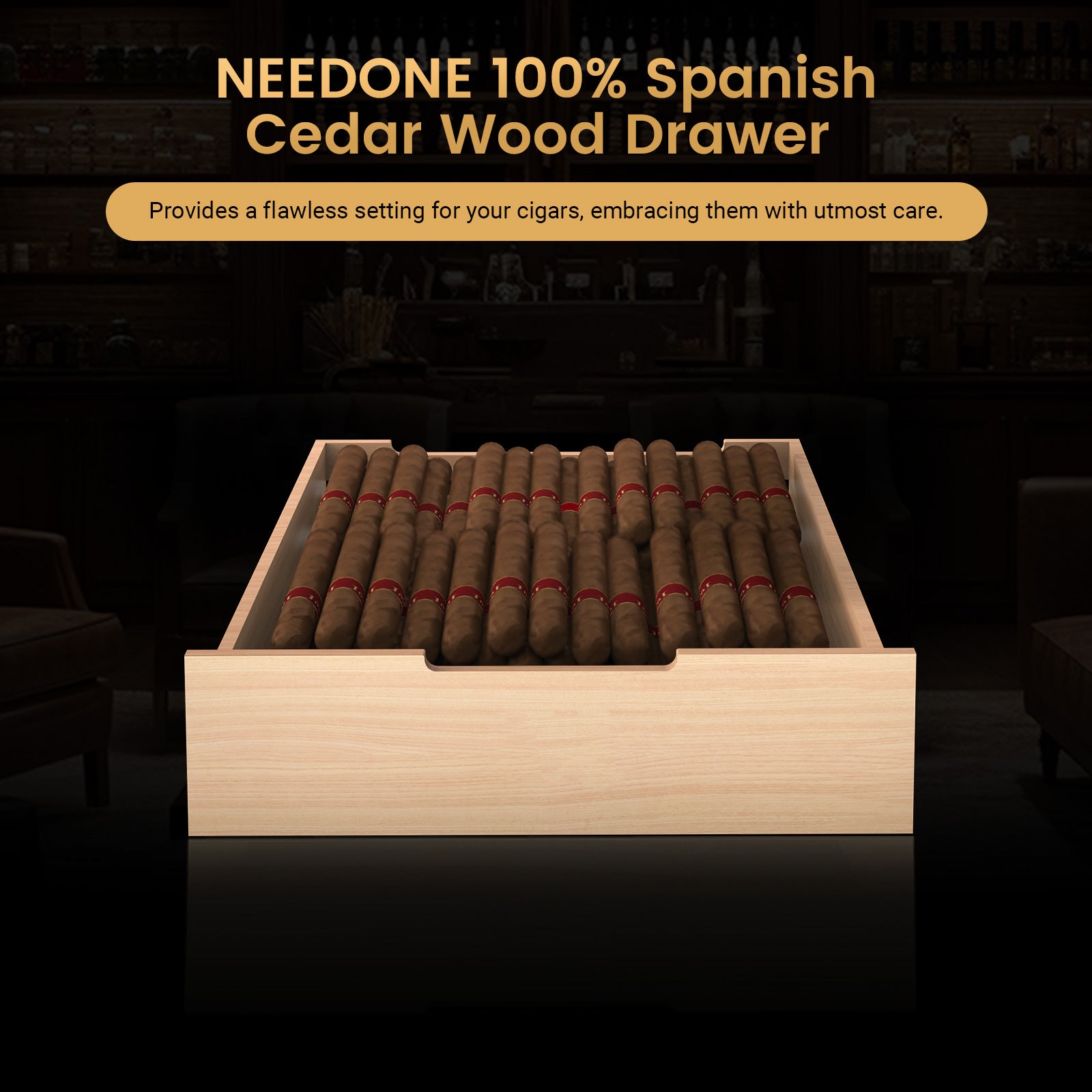 Cigar Tray, Spanish Cedar Wood Drawers 48L - NEEDONE