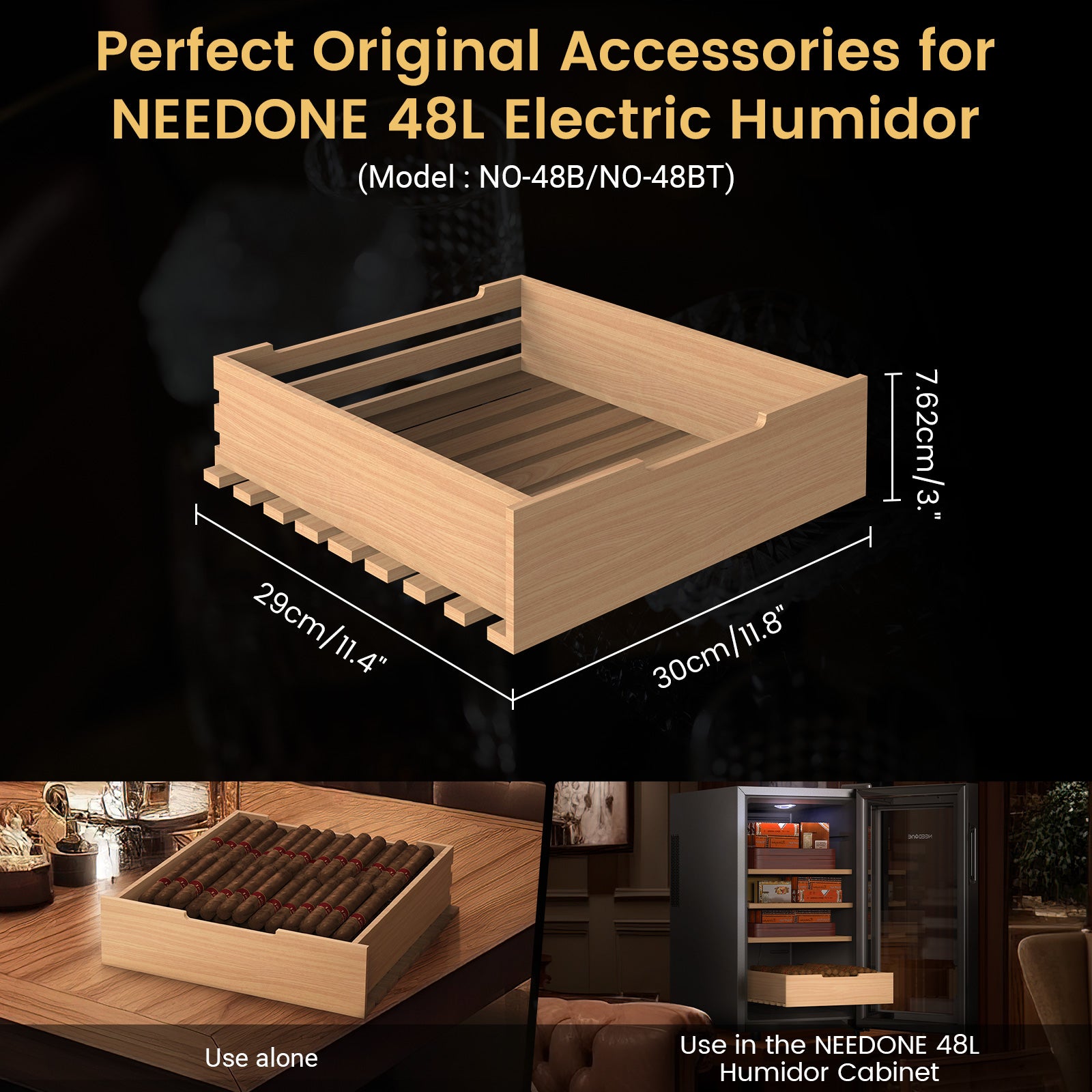 Cigar Tray, Spanish Cedar Wood Drawers 48L - NEEDONE