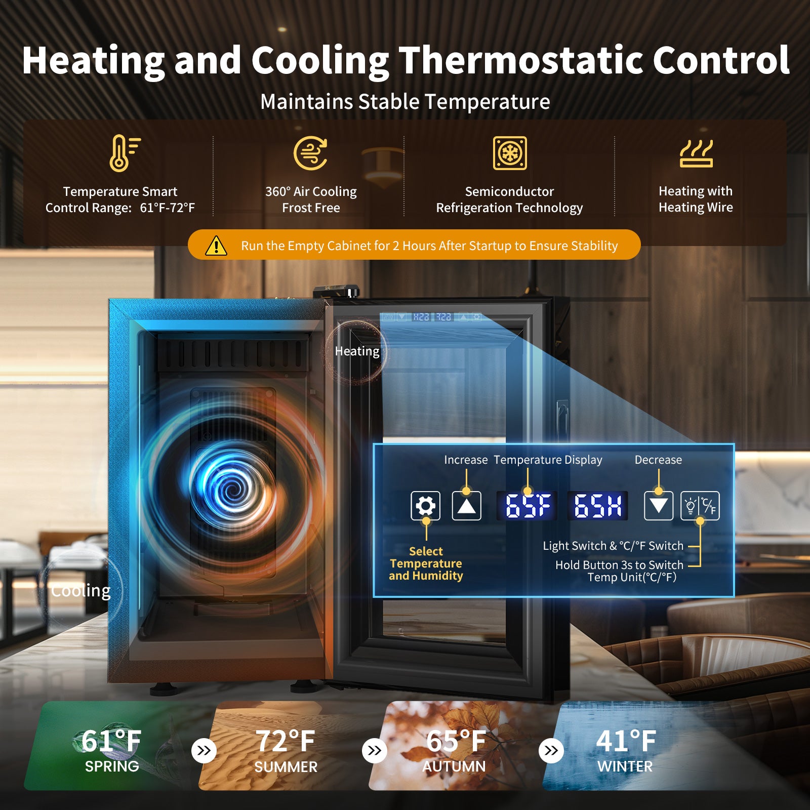 Cigar Humidor, 16L Pro Temp Humidity Control - NEEDONE
